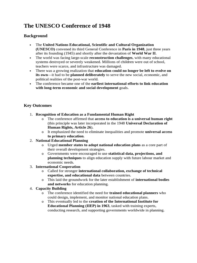 UNESCO 1948 Conference on Education | PDF | Unesco | Economies