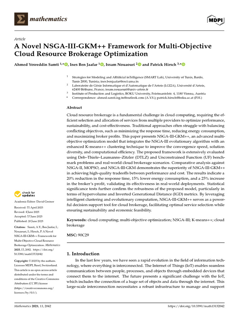 Mathematics 13 02042 | PDF | Mathematical Optimization | Cluster Analysis