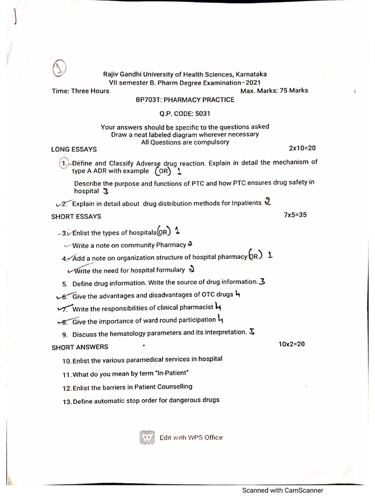 PP. Model Paper. 7th Sem | PDF