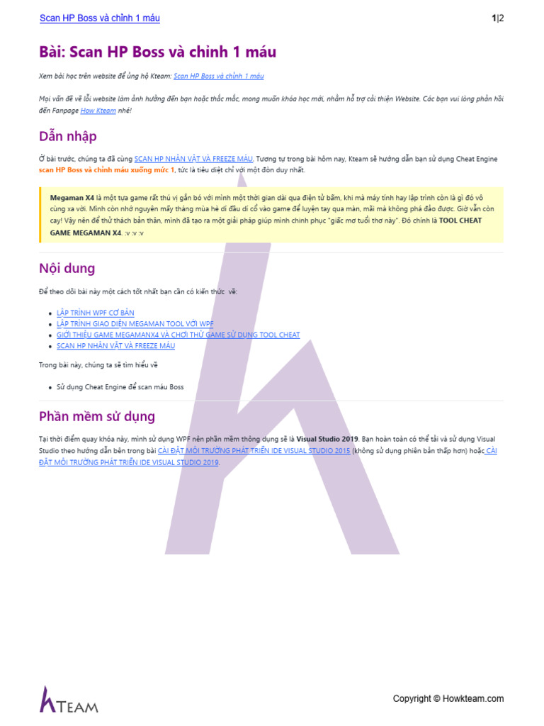 Howkteam.vn - Scan Hp Boss Và Chỉnh 1 Máu | PDF