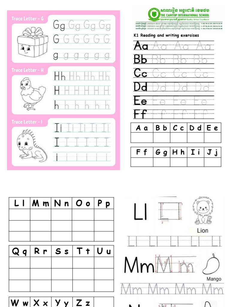 K1 Reading and Writing Exercises | PDF