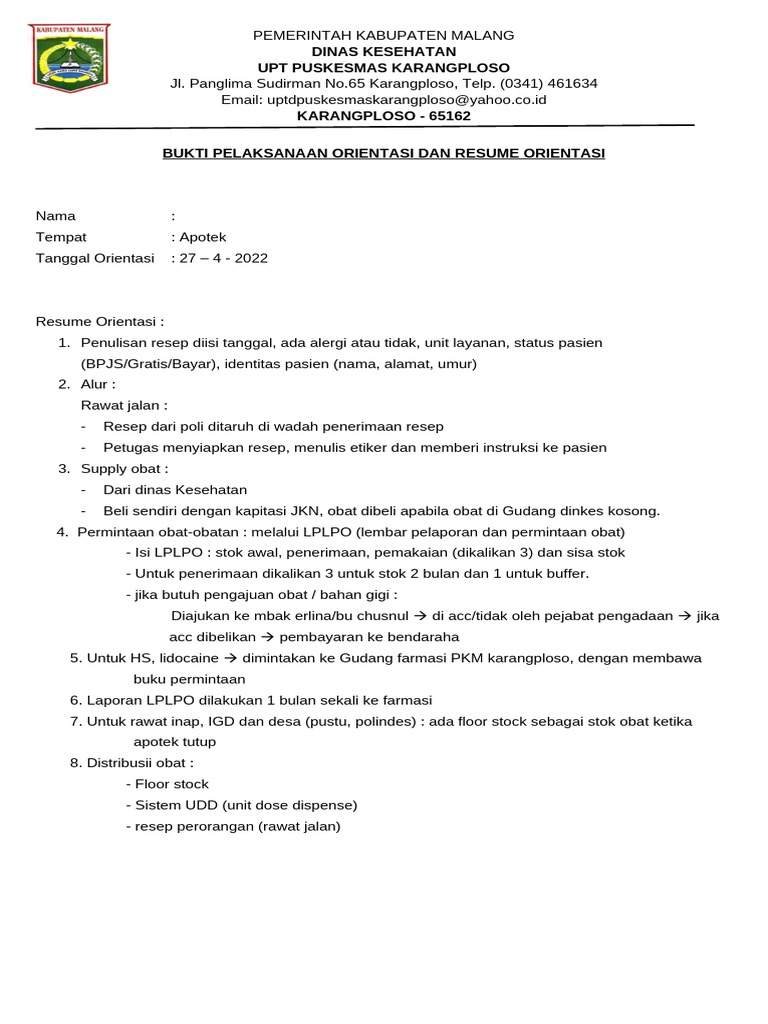 Blangko Orientasi | PDF