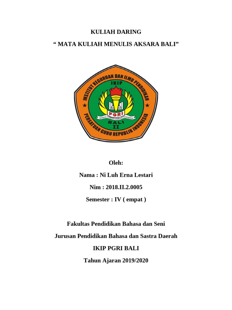 Ni Luh Erna Lestari (2018.II.2.0005) Menulis Aksara Bali | PDF