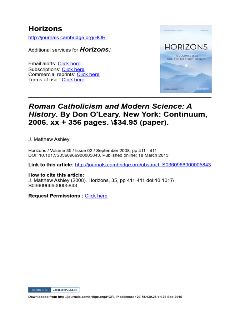 Roman Catholicism and Modern Science A H | PDF | Relationship Between ...