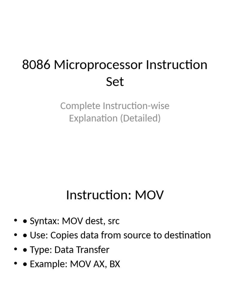 8086 Instruction Set Full | PDF | Multiplication | Binary Coded Decimal