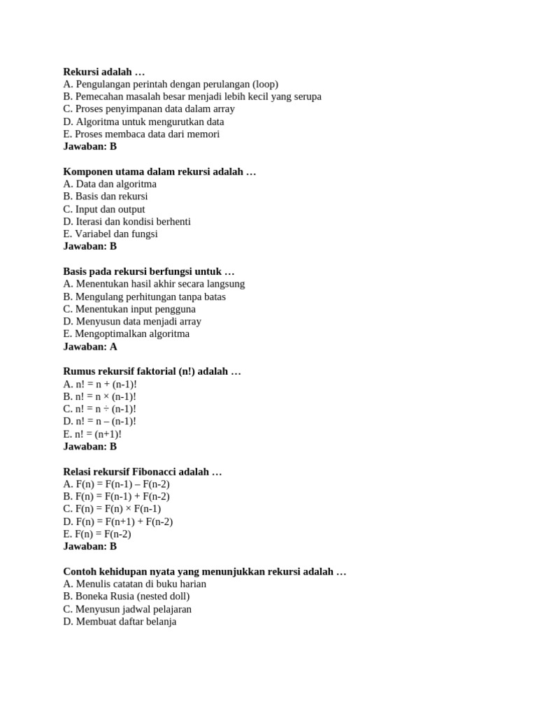 Dasar-Dasar Rekursi dalam Pemrograman | PDF