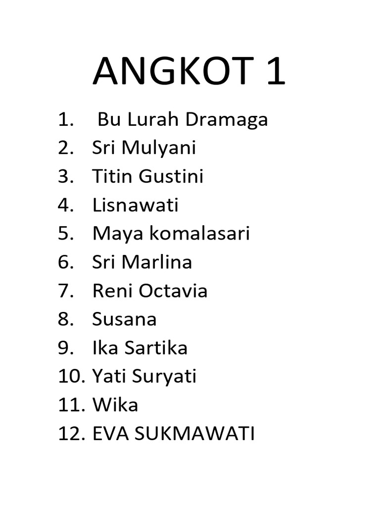 List of Angkot Passengers by Route | PDF