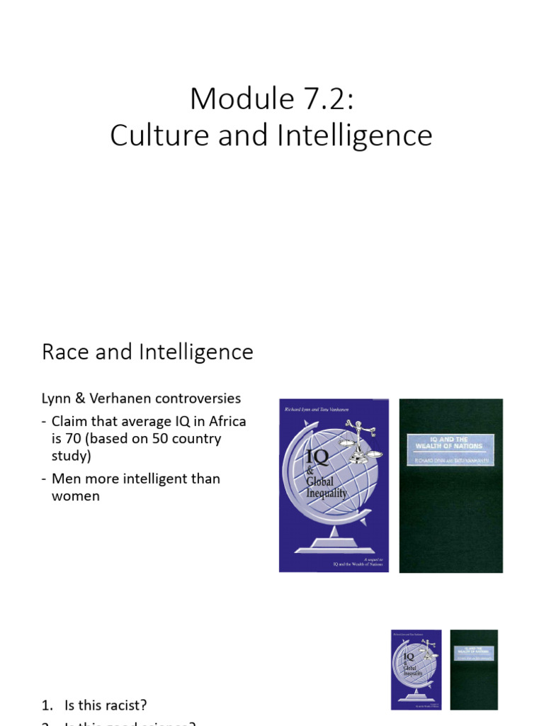 Slides - M7.2 Culture and Intelligence | PDF | Intelligence Quotient | Behavior Modification