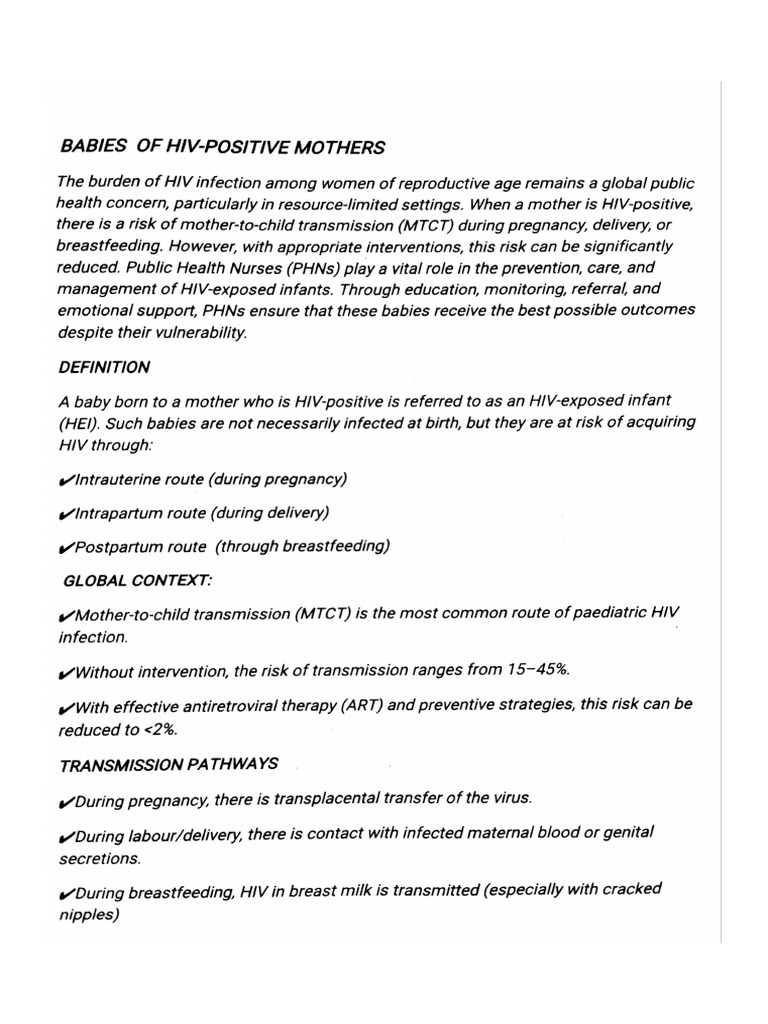 INFANT (Babies of HIV-Positive Mothers) | PDF