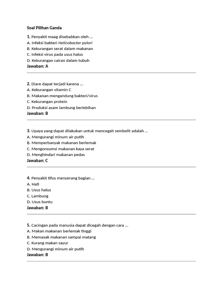 Soal Pilihan Ganda | PDF