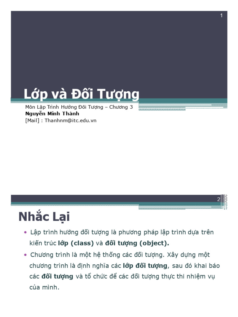 Bai Giang Lap Trinh Huong Doi Tuong Chuong 3 Nguyen Minh Thanh | PDF