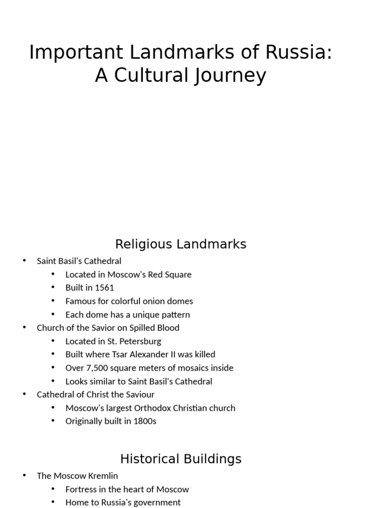 Important Landmarks of Russia A Cultural Journey | PDF