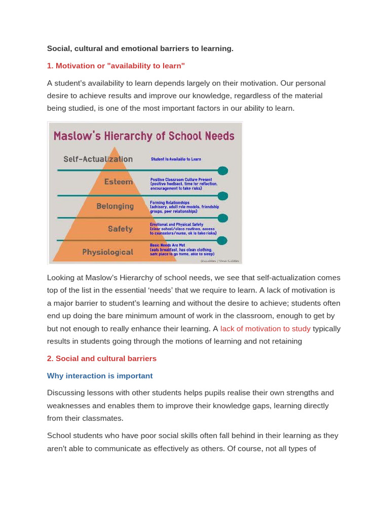Barriers To Language Learning (Continued) | PDF | Motivational | Motivation