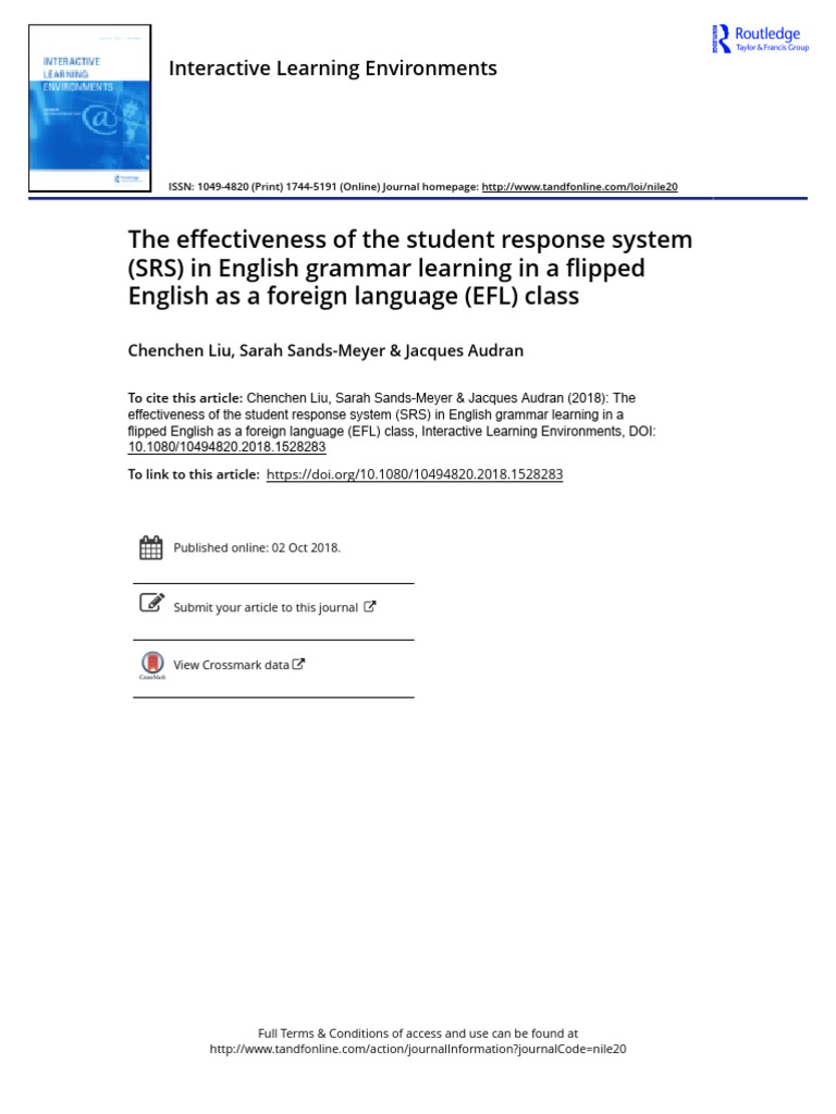 Flipped Class With SRS in Grammar Leaning | PDF | Self Efficacy ...