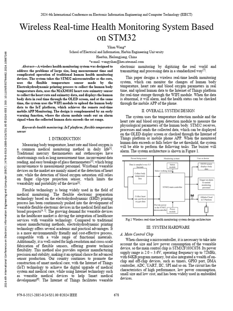 Wireless Real-Time Health Monitoring System Based On STM32 | PDF ...
