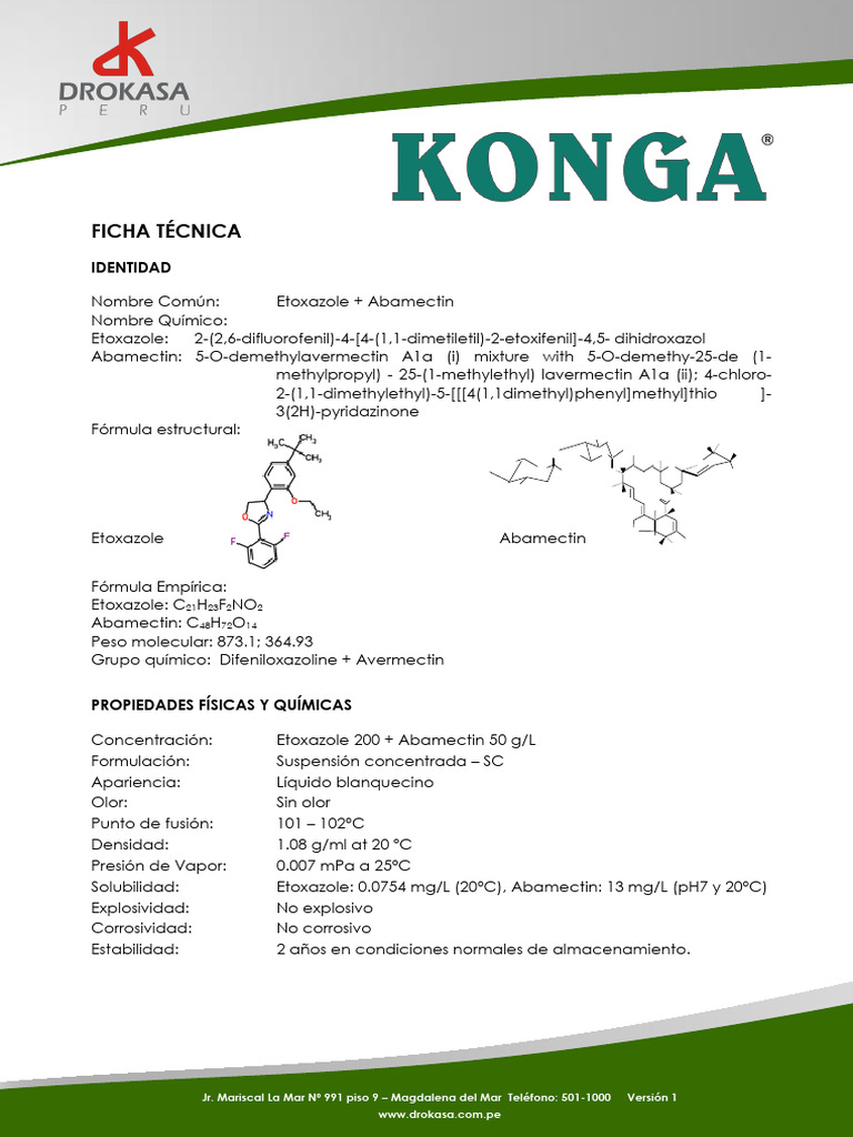 Ficha Tecnica KONGA | PDF | Agua