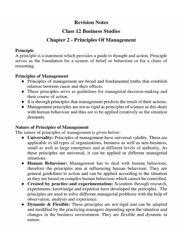 Principles of Management Class 12 Notes CBSE Business Studies Chapter 2 ...