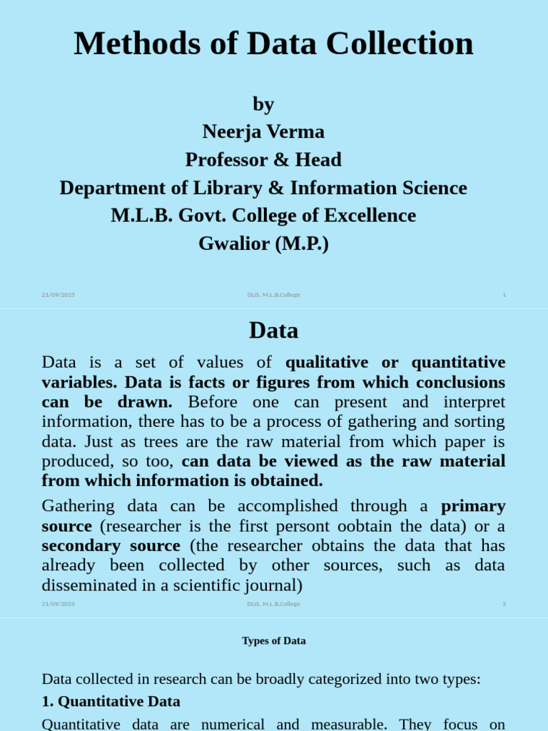 Methods of Data Collection | PDF | Questionnaire | Perception