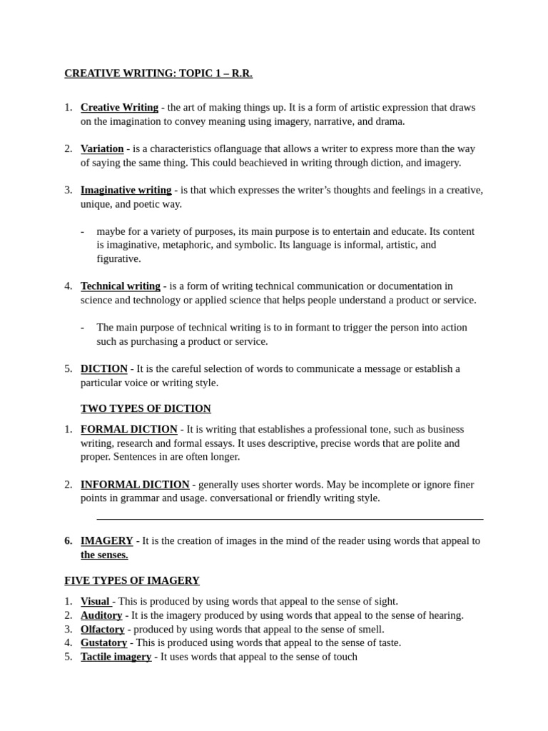 Creative Writing Techniques and Elements | PDF | Poetry | Rhyme