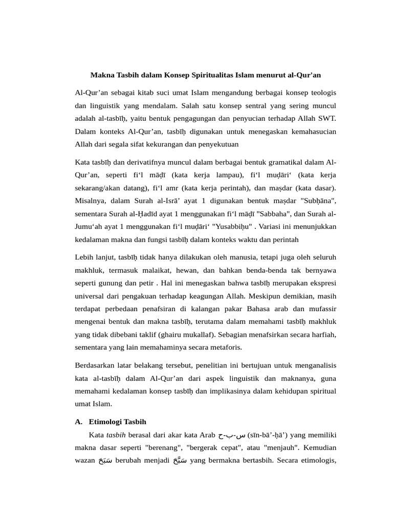 Makna Tasbih dalam Spiritualitas Islam | PDF