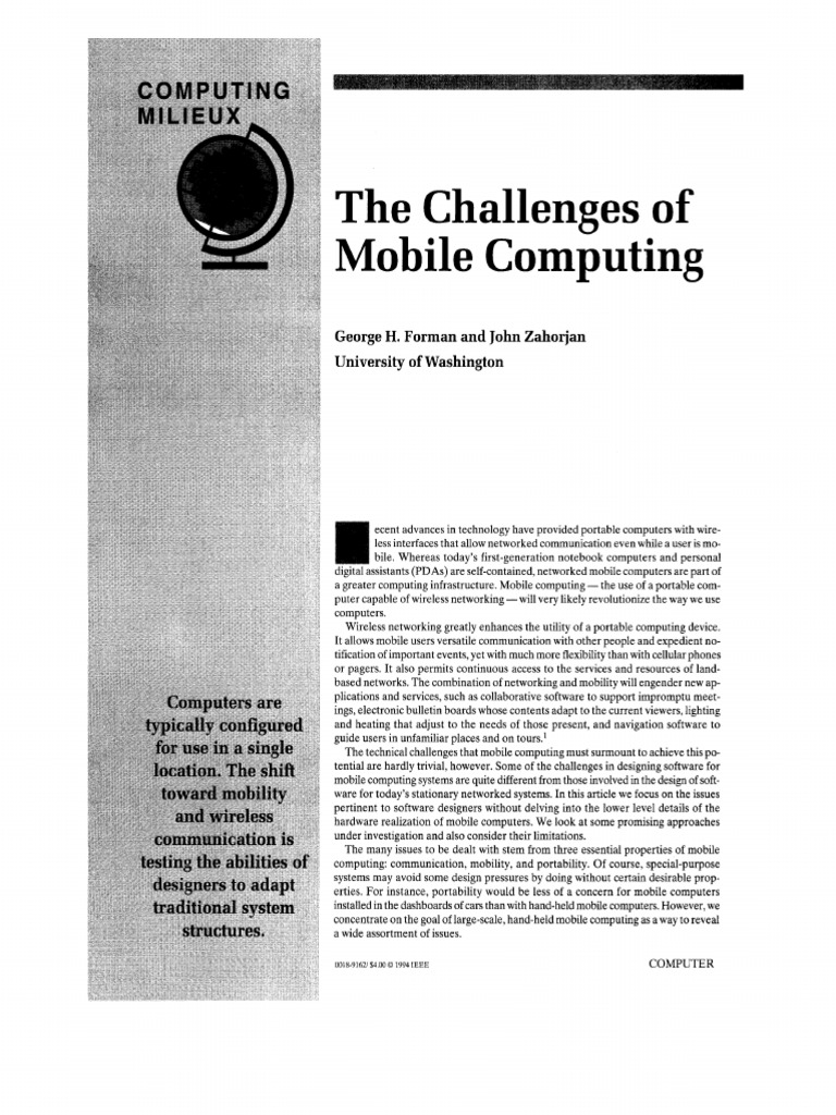 The Challenges of Mobile Computing | PDF | Computer Network | Wireless