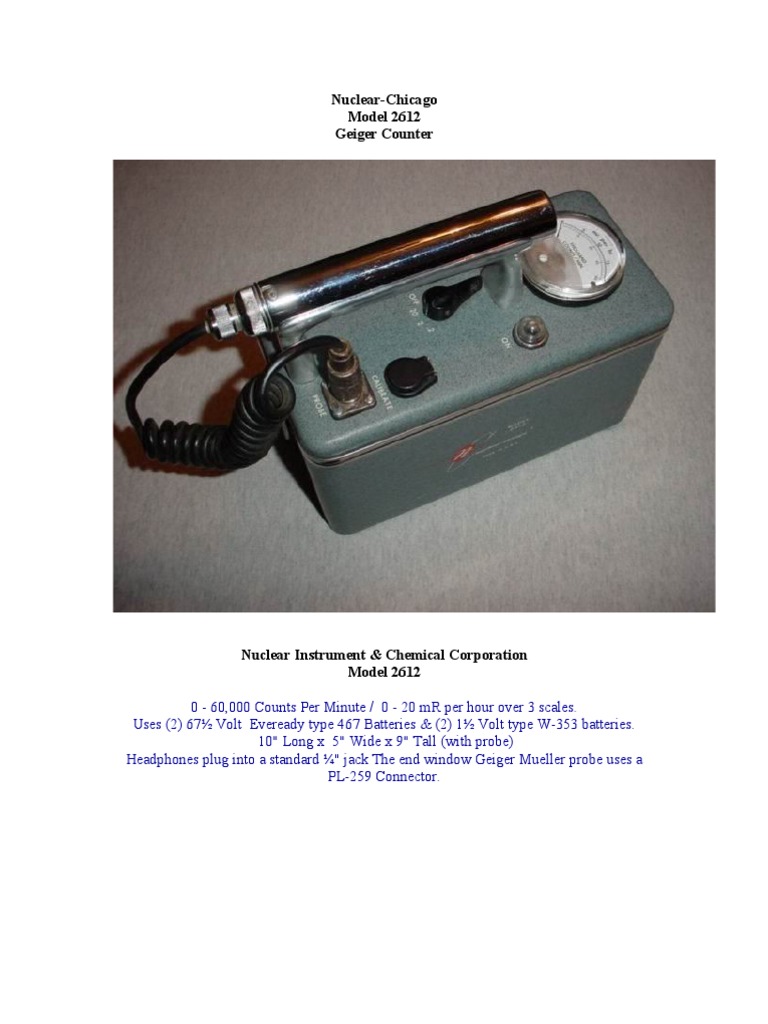 Nuclear-Chicago Geiger Counter Model 2612 | PDF | Technology & Engineering