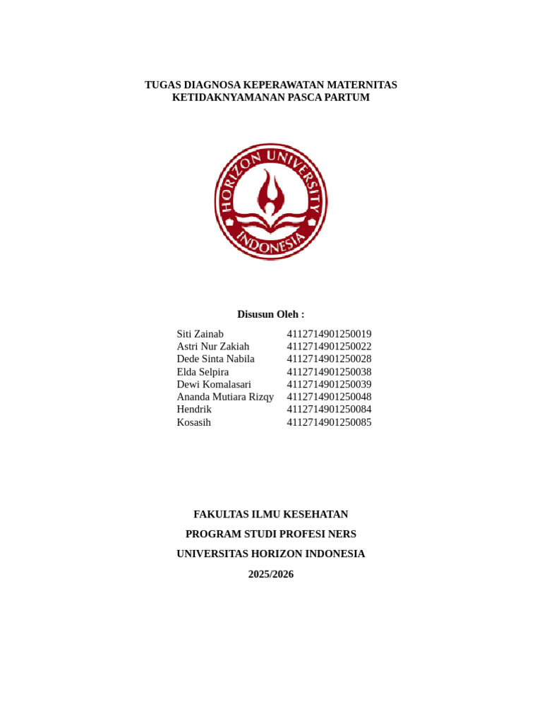 D.0075 Ketidaknyamanan Pasca Partum | PDF