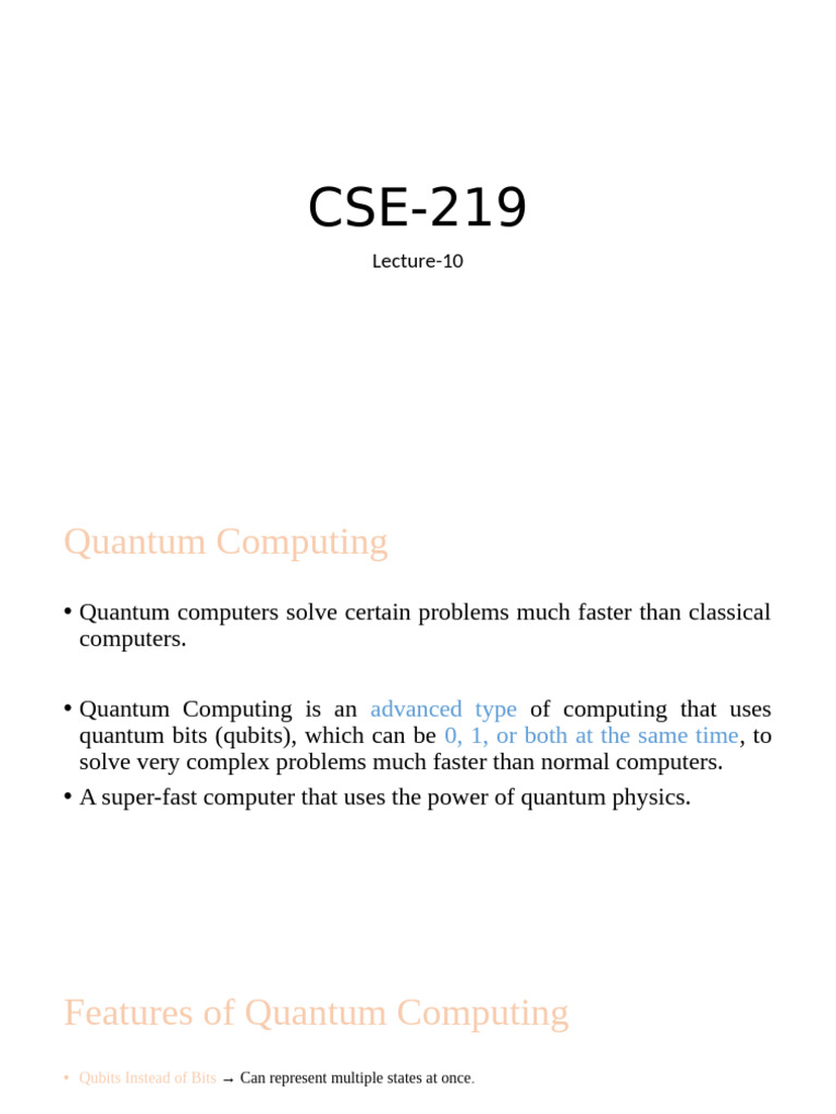 CSE 219 (Lecture 10) | PDF | Quantum Computing | Computing