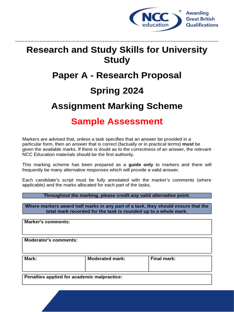 RSSUS - Assignment Assessment Sample - A Research Proposal - MS | PDF | Methodology | Citation