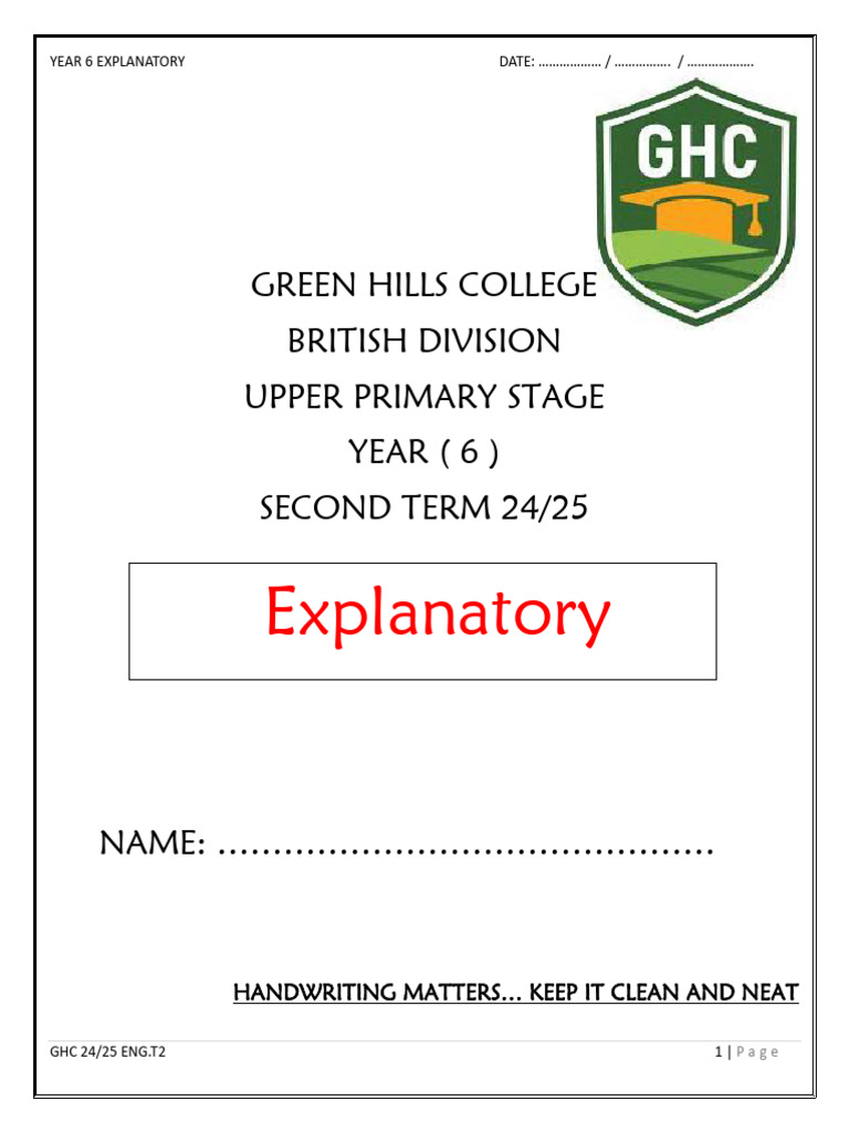 Year 6 Explanatory Writing Guide | PDF