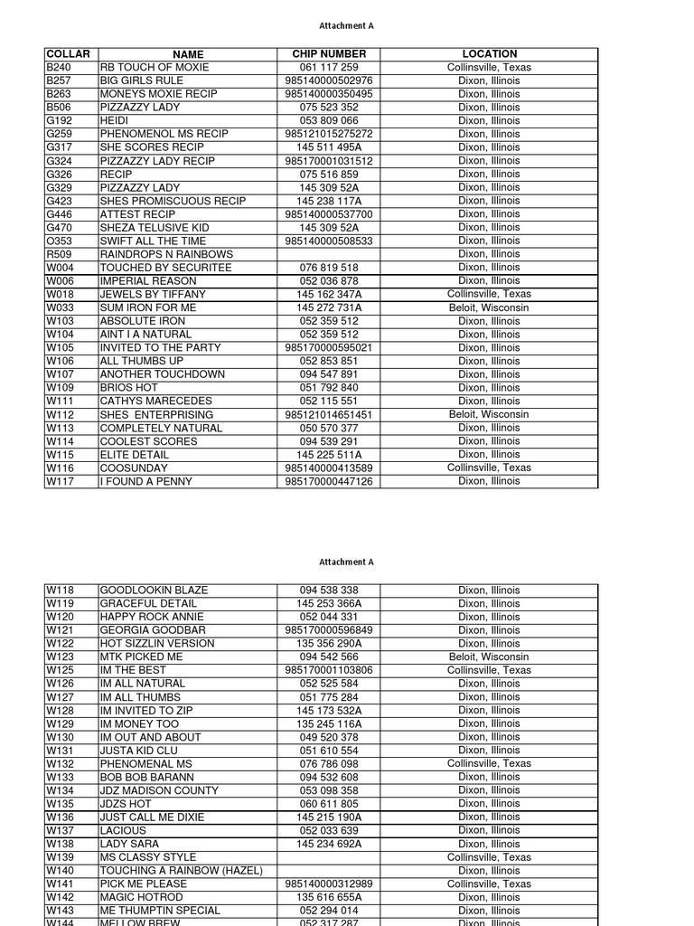 Rita A. Crundwell - Horse Inventory | PDF | Leisure | Sports