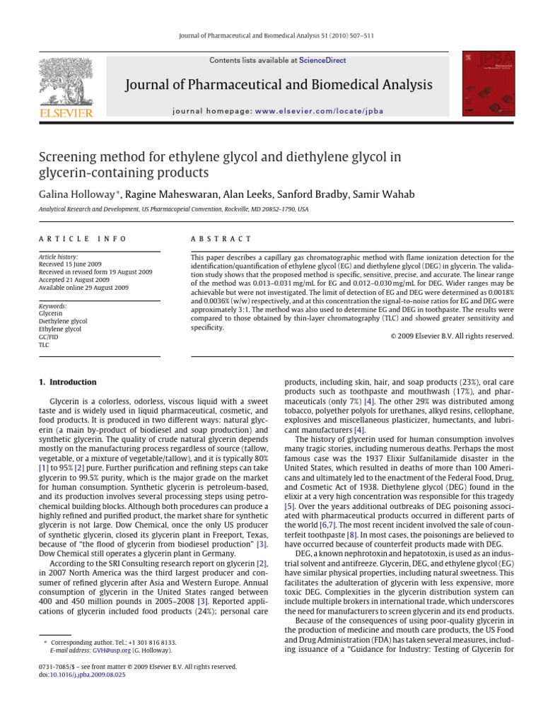 GC-FID For EG and DEG | PDF | Gas Chromatography | Glycerol