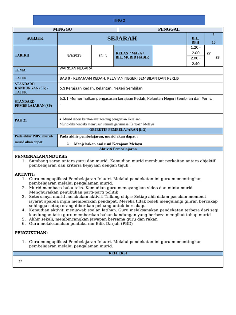 (R) RPH 2 Merah Minggu 28 2025 (I) | PDF