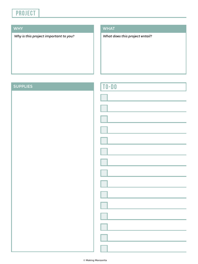 Project Planning Worksheet - Making Manzanita | PDF