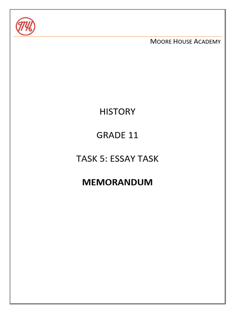 2025 Grade 11 History Task 5 - Essay MEMO | PDF | Apartheid | Racial ...