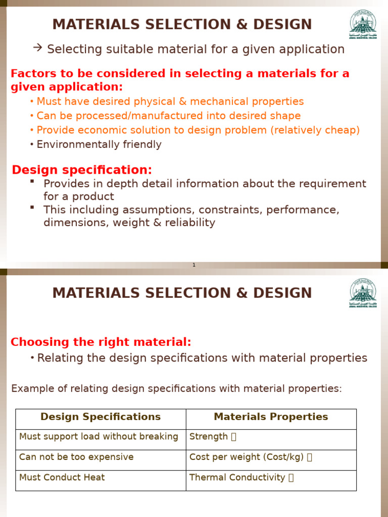 Materials Selection for Design Applications | PDF | Materials Science ...