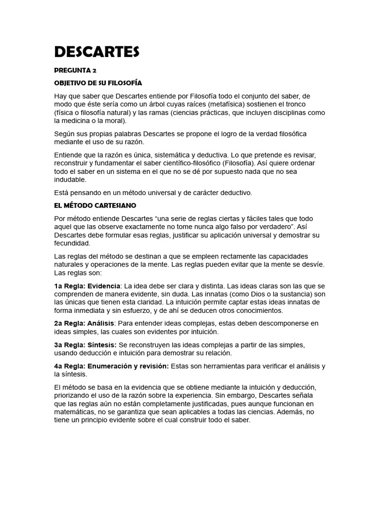Filosofía y Método de Descartes | PDF | René Descartes | Existencia