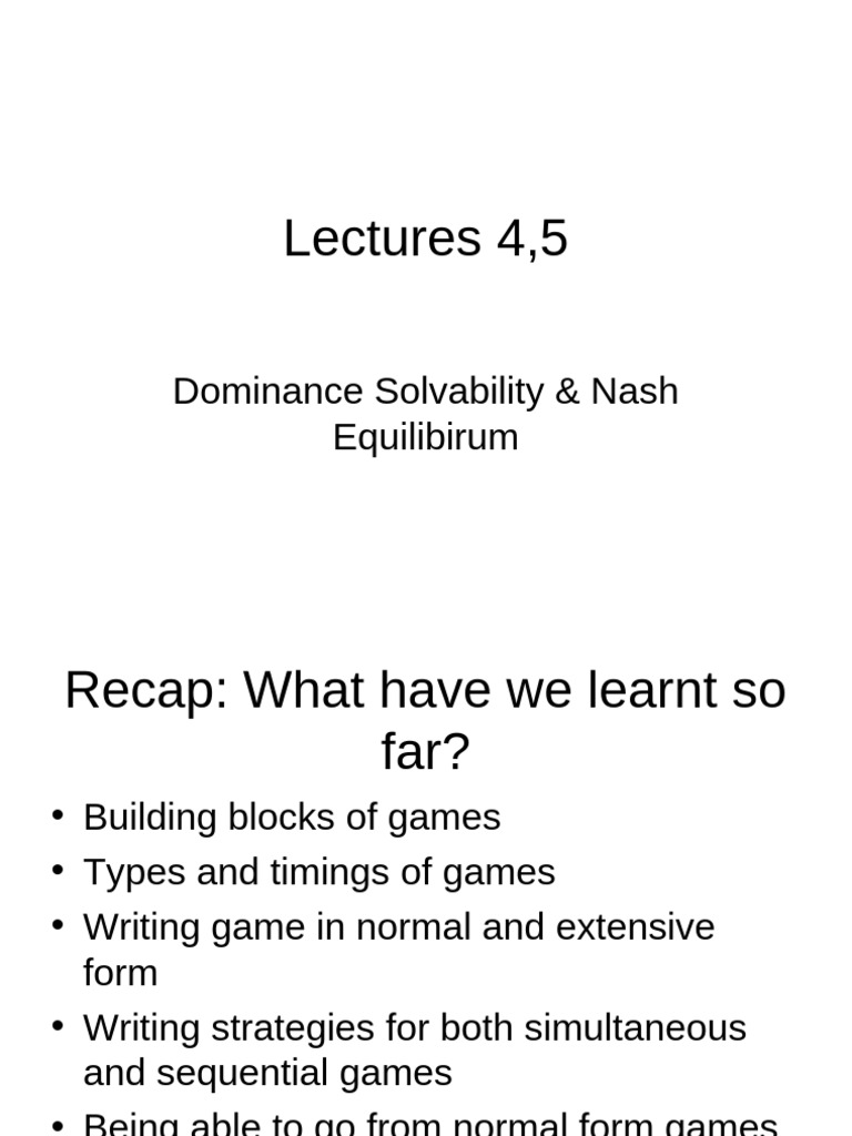 ECON 233-Lec 4,5 Summer | PDF | Systems Theory | Gaming