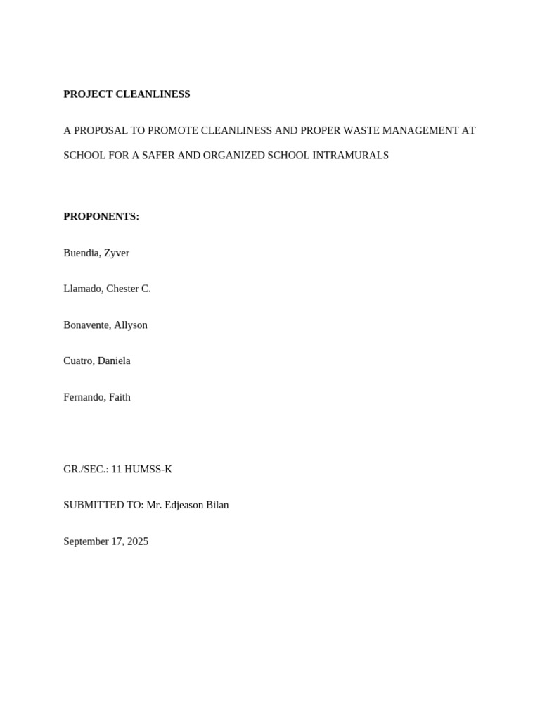 Project Cleanliness (Final) | PDF | Waste Management | Waste