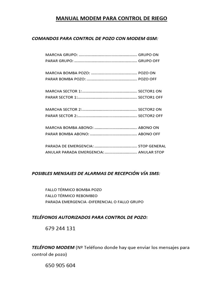 Manual de Modem para Control de Riego | PDF