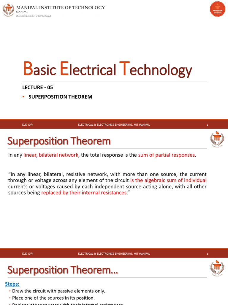 L5 Superposition Theorem | PDF | Electrical Network | Electronics