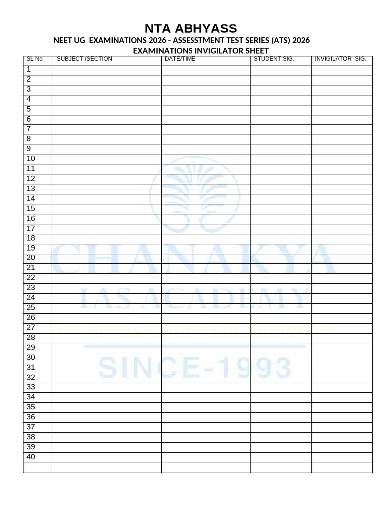 Invigilator Sheet - Docx Bryanna Nta | PDF