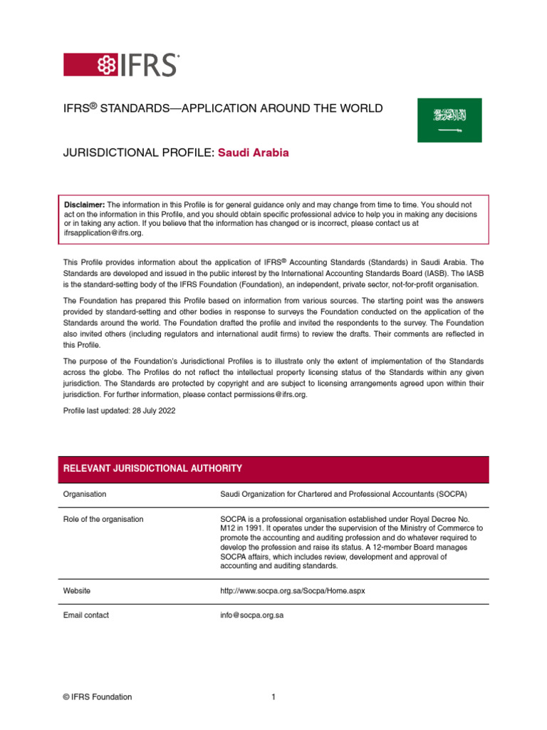 Saudi Arabia Ifrs Profile | PDF | Fair Value | International Financial ...