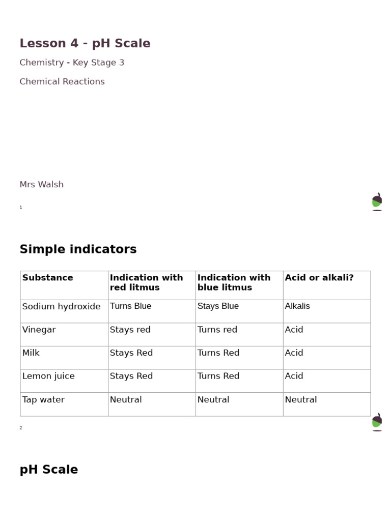 Understanding the pH Scale in Chemistry | PDF | Ph | Acid