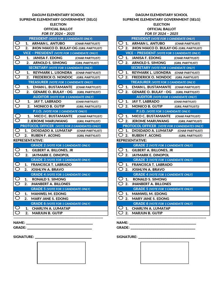 SELG BALLOT | PDF