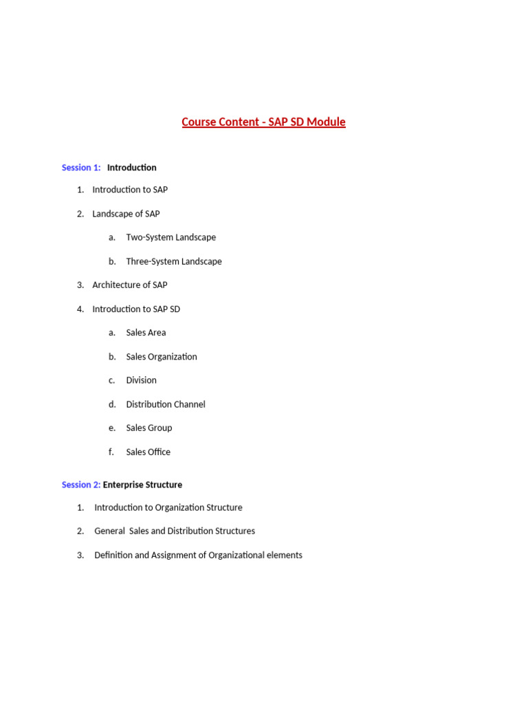 SAP SD Module Course Overview | PDF | Invoice | Business