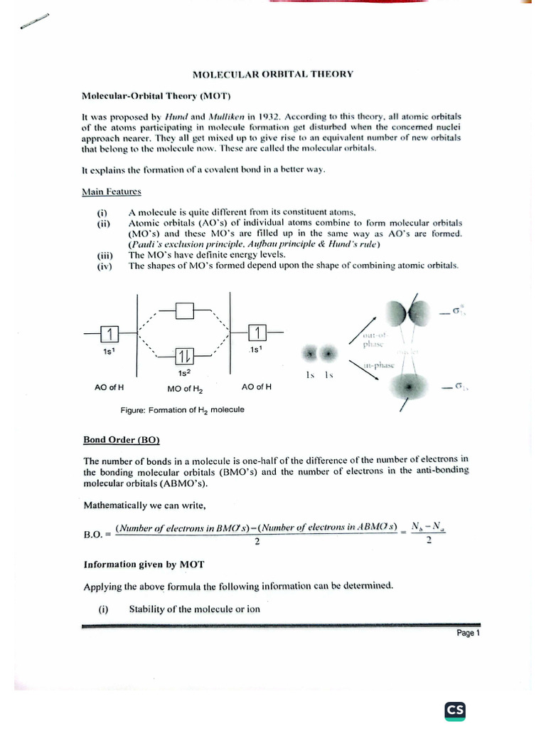 Inorganic Chemistry Molecular Orbital Theory | PDF