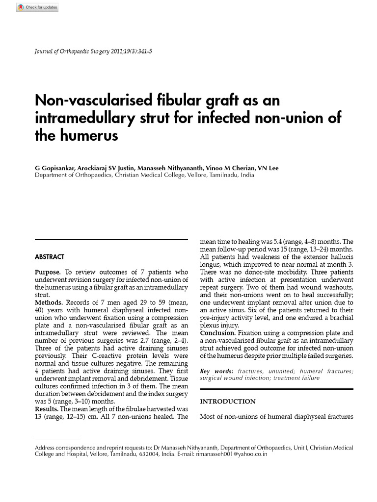 Gopisankar Et Al 2011 Non Vascularised Fibular Graft As An ...