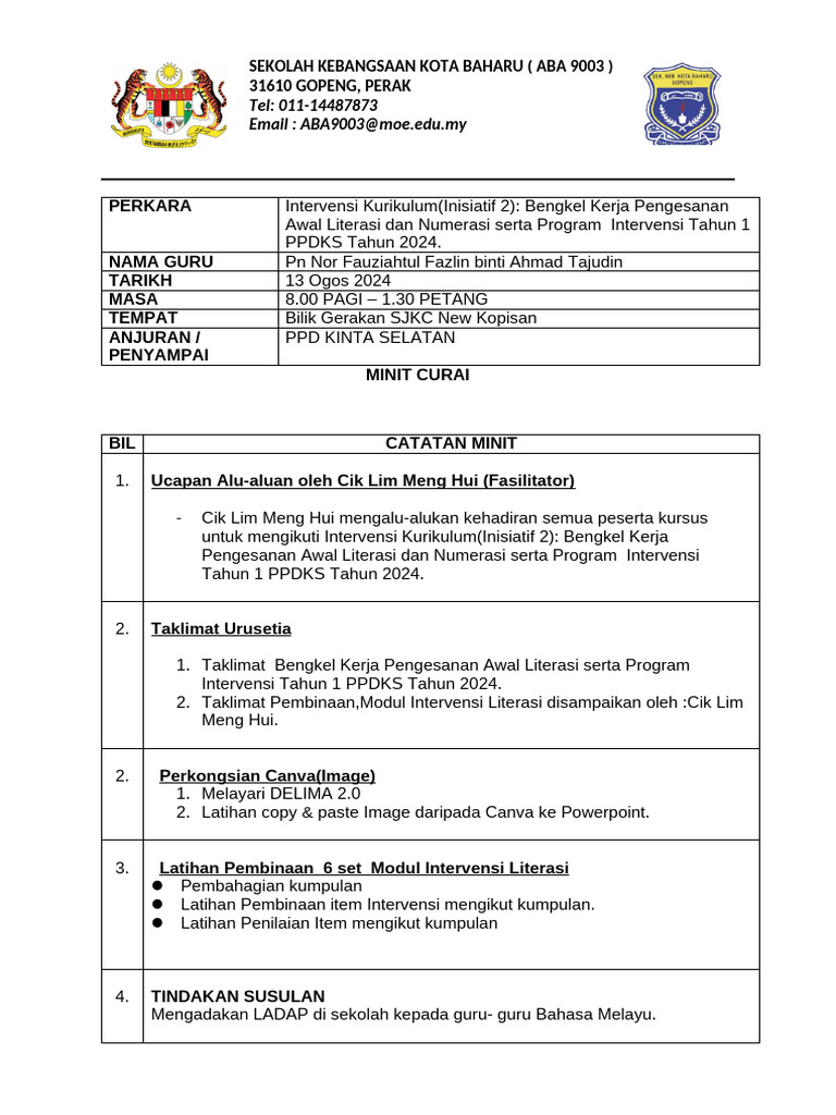 Minit Curai Pembinaan Item Intervensi Literasi Bahasa Melayu Tahun 1 ...