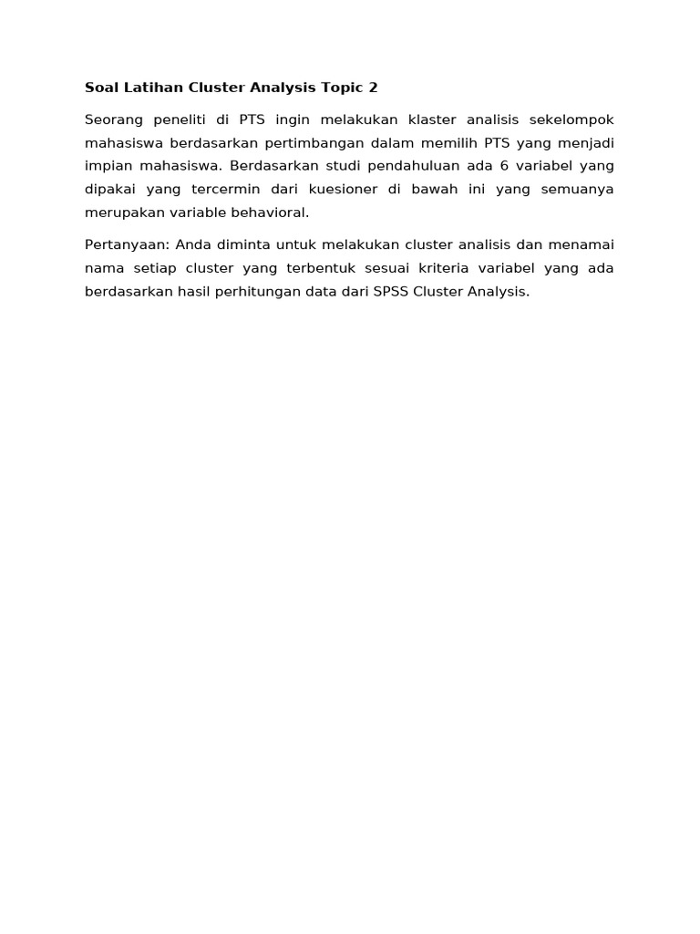 Analisis Klaster Mahasiswa PTS | PDF